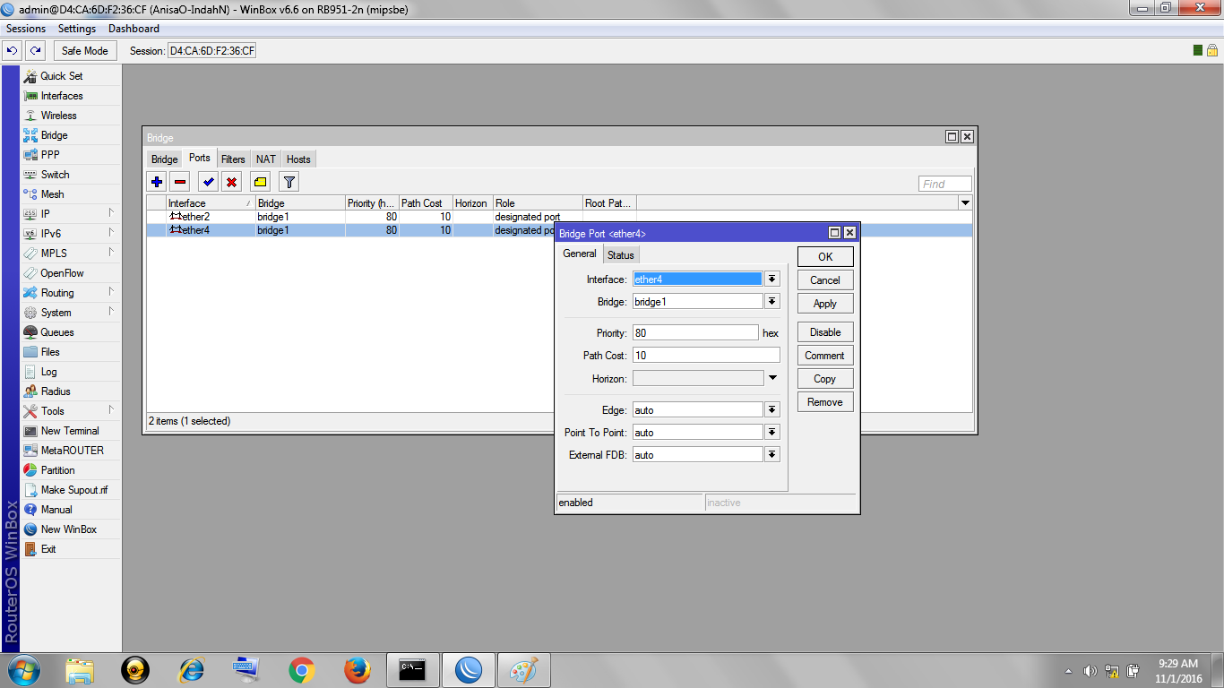 Bridging pada Mikrotik melalui Winbox