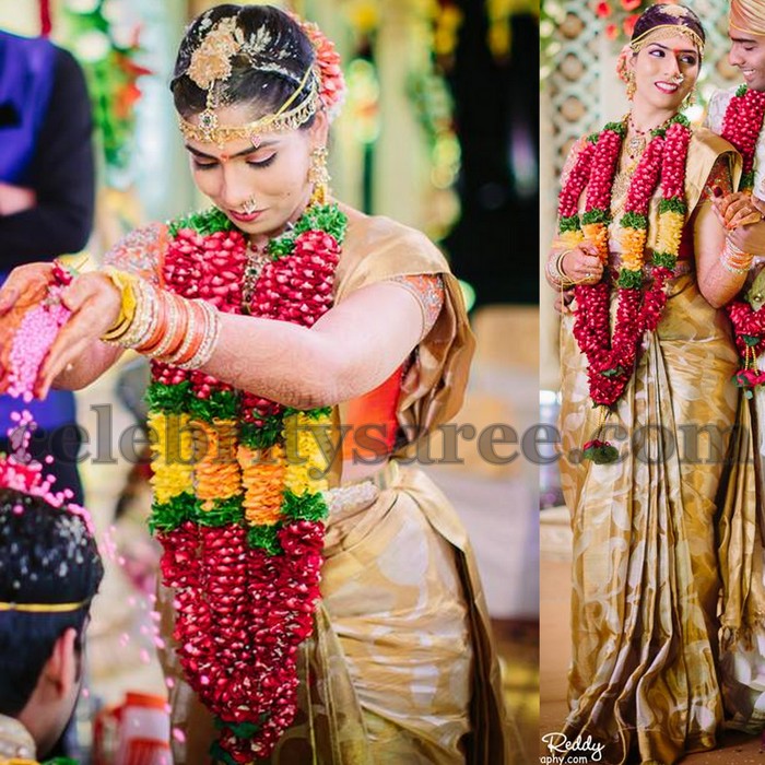 Bride in Gold Self Uppada Saree - Saree Blouse Patterns