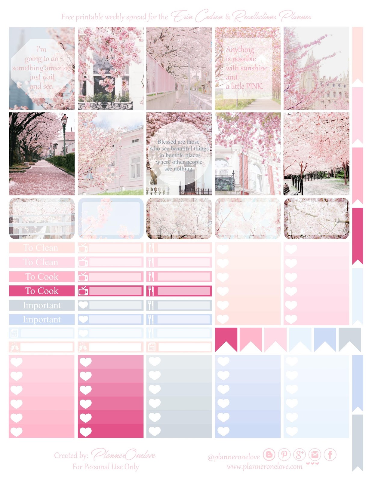 Free Cherry Blossom printable spread for the Erin Condren ...