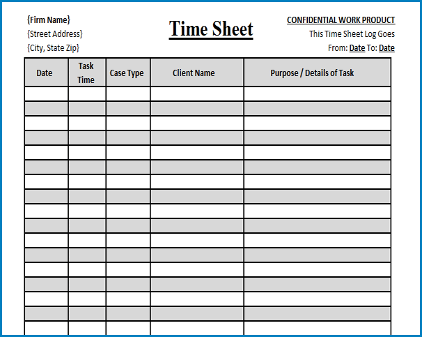Lawyer Billable Hours Timesheet - Invoice Template