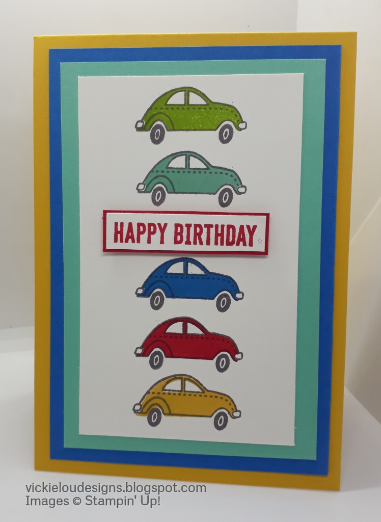 Vickie Lou Designs: Moving Along Happy Birthday Card featuring Cute Cars