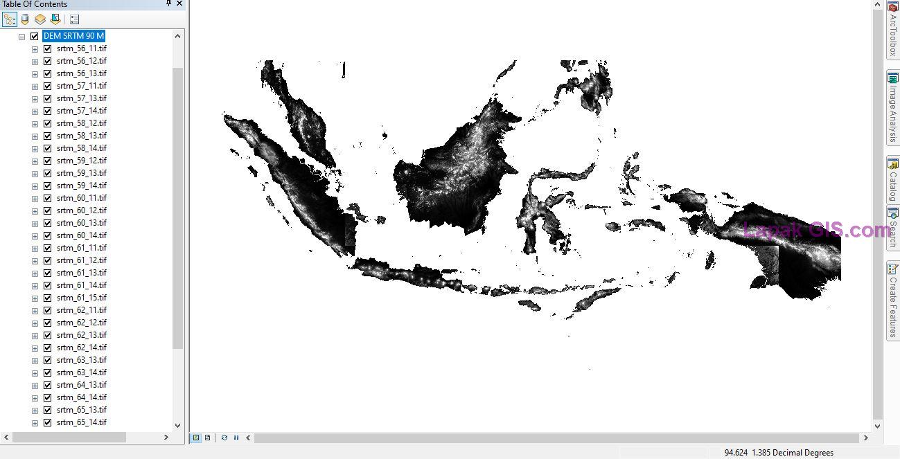 DEM SRTM 90m Versi 4 dan DEM ASTER 30m Versi 3 Seluruh Indonesia ...