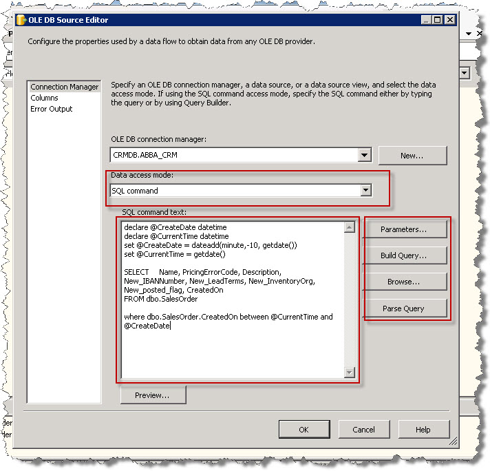 Ssis Ole Db Component Sql Syntax To Fetch The Last Records Timedate