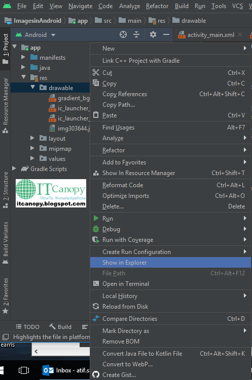 How to add an image to the "drawable" folder in Android Studio