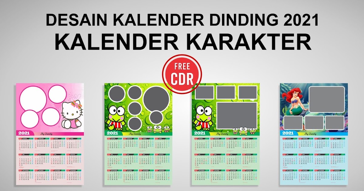 4 Desain Kalender Dinding Karakter 2021 CorelDraw (Free CDR ...