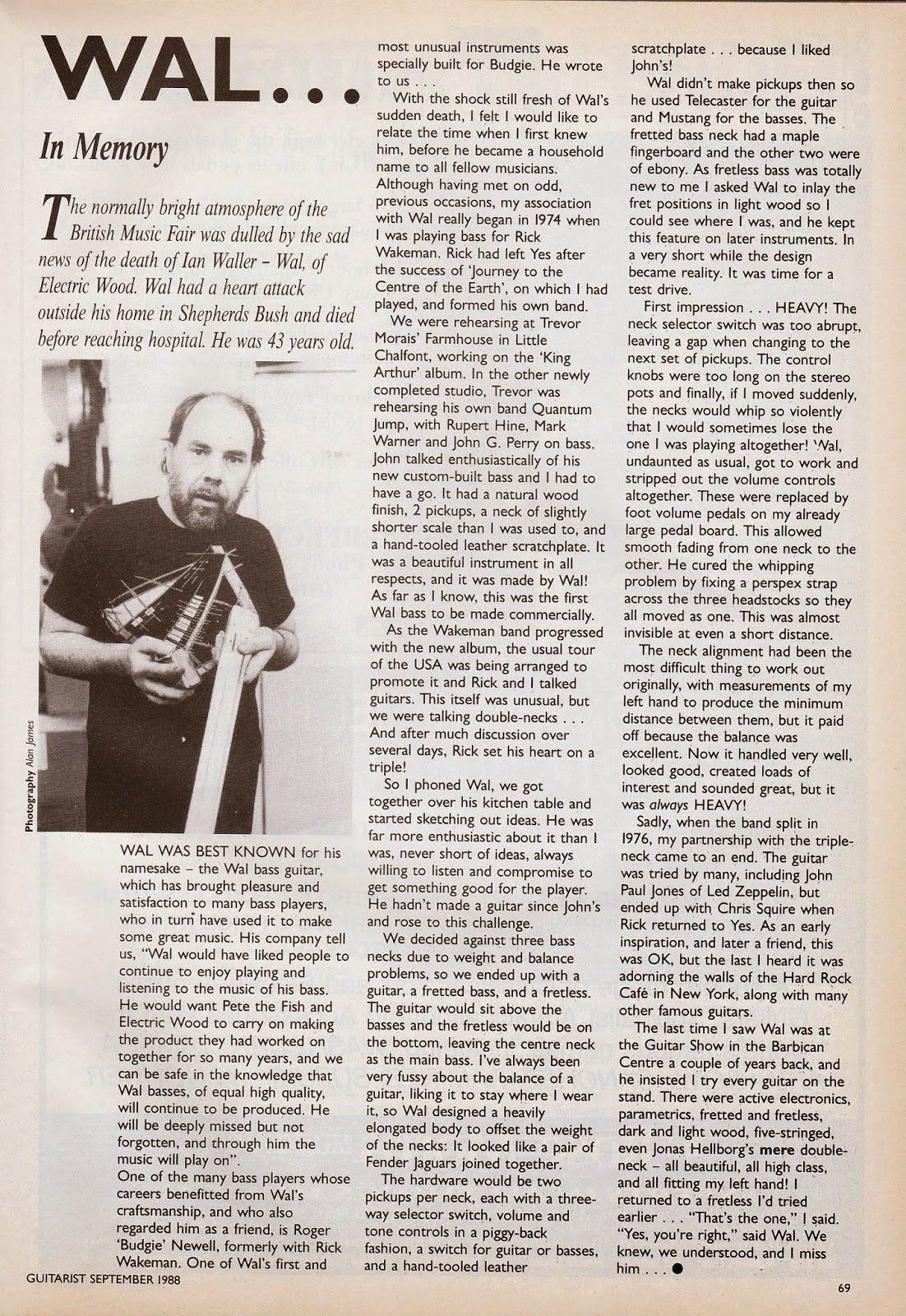 A HISTORY OF WAL BASSES: Photos of Ian "Wal" Waller and Pete "The Fish ...