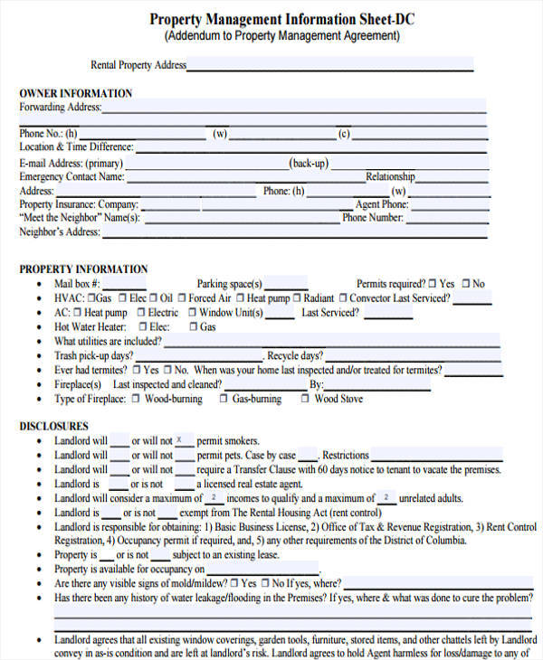 Property Information Sheet Template ~ Certificate Letter