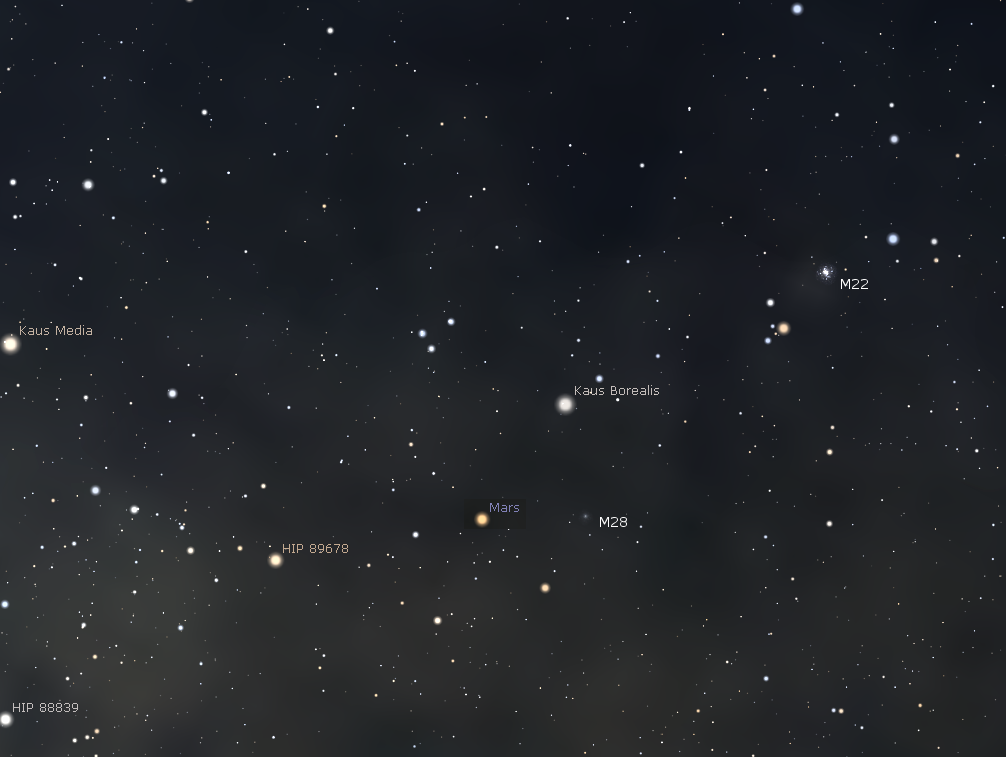 Astroblog: Mars Amongst the Clusters of the Teapot