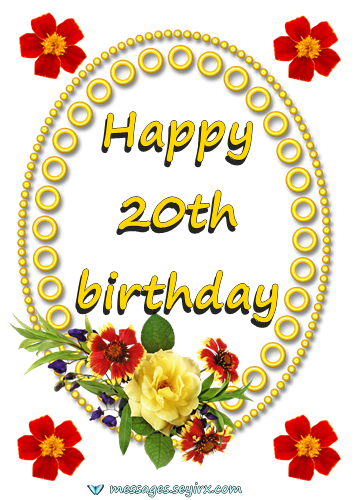 20th Birthday Images, Greetings Cards for age 20 years - HBDAY.ART