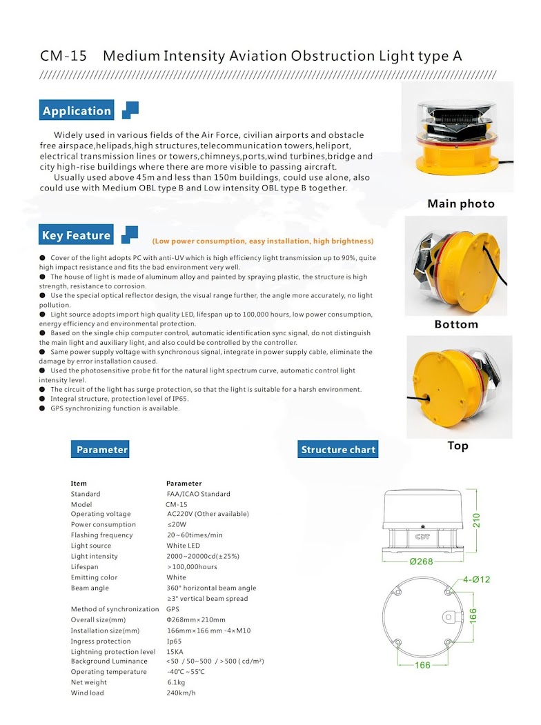Aircraft Warning Light , Medium Intensity Type A . ICAO Aviation ...