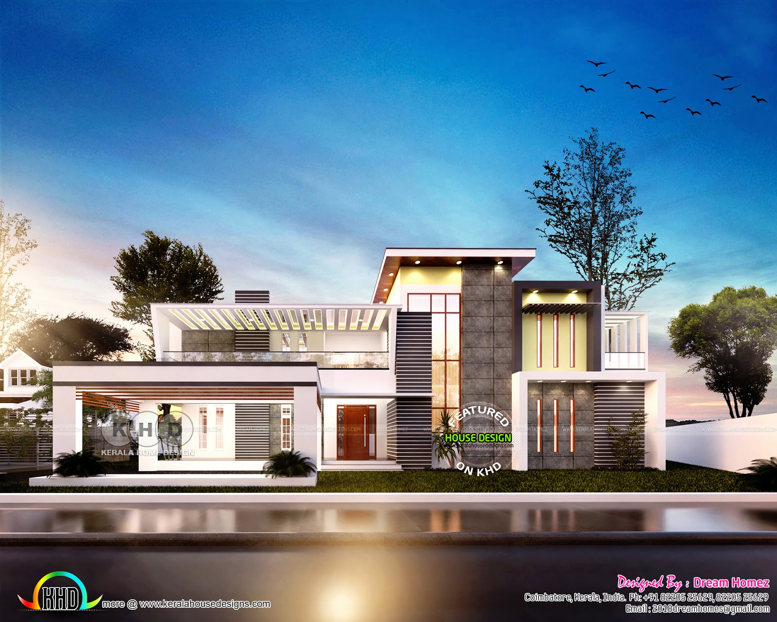 Luxurious flat roof contemporary style home plan - Kerala Home Design ...