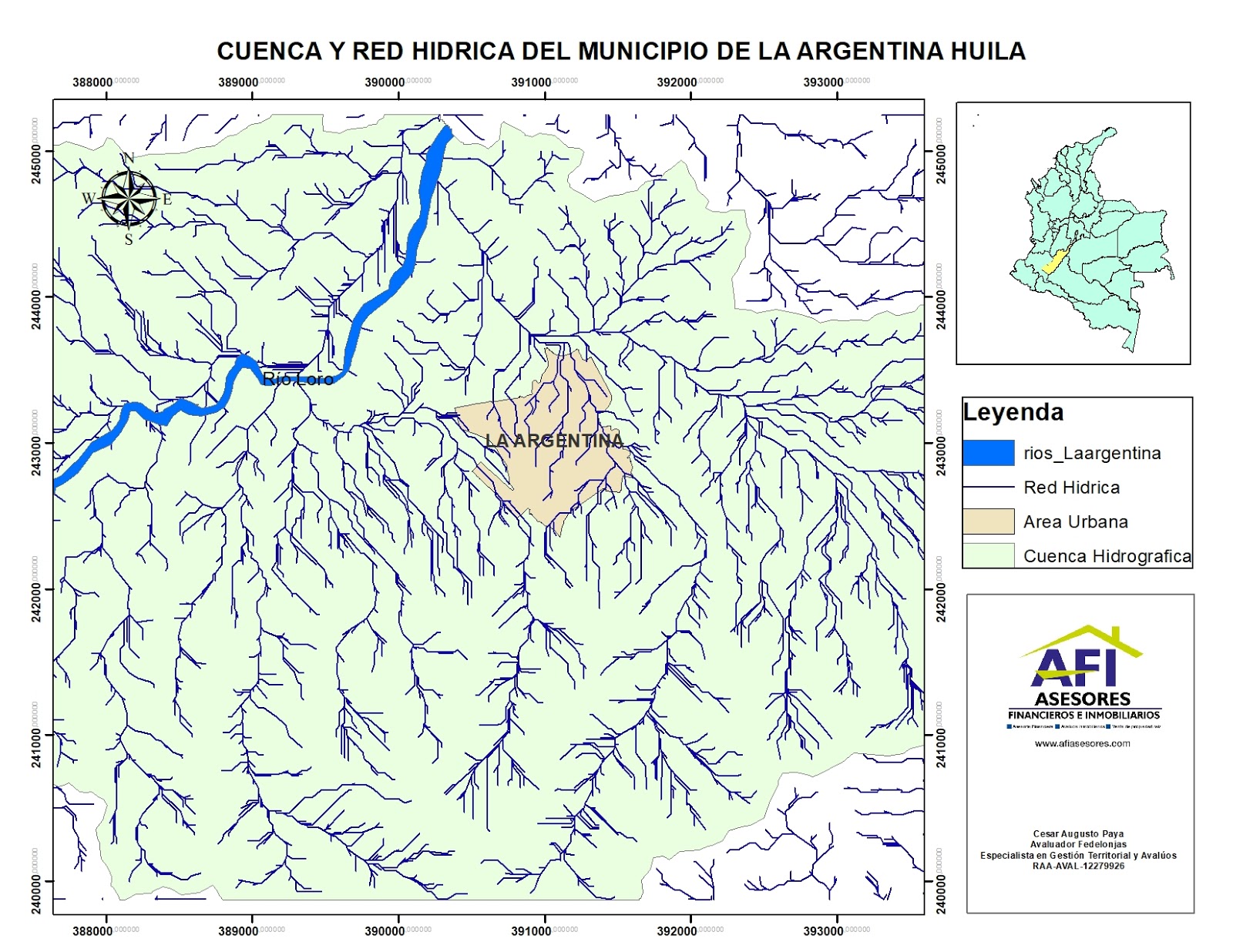 MAPA CUENCA Y RED HIDRICA MUNICIPIO DE LA ARGENTINA HUILA | Huila Sig