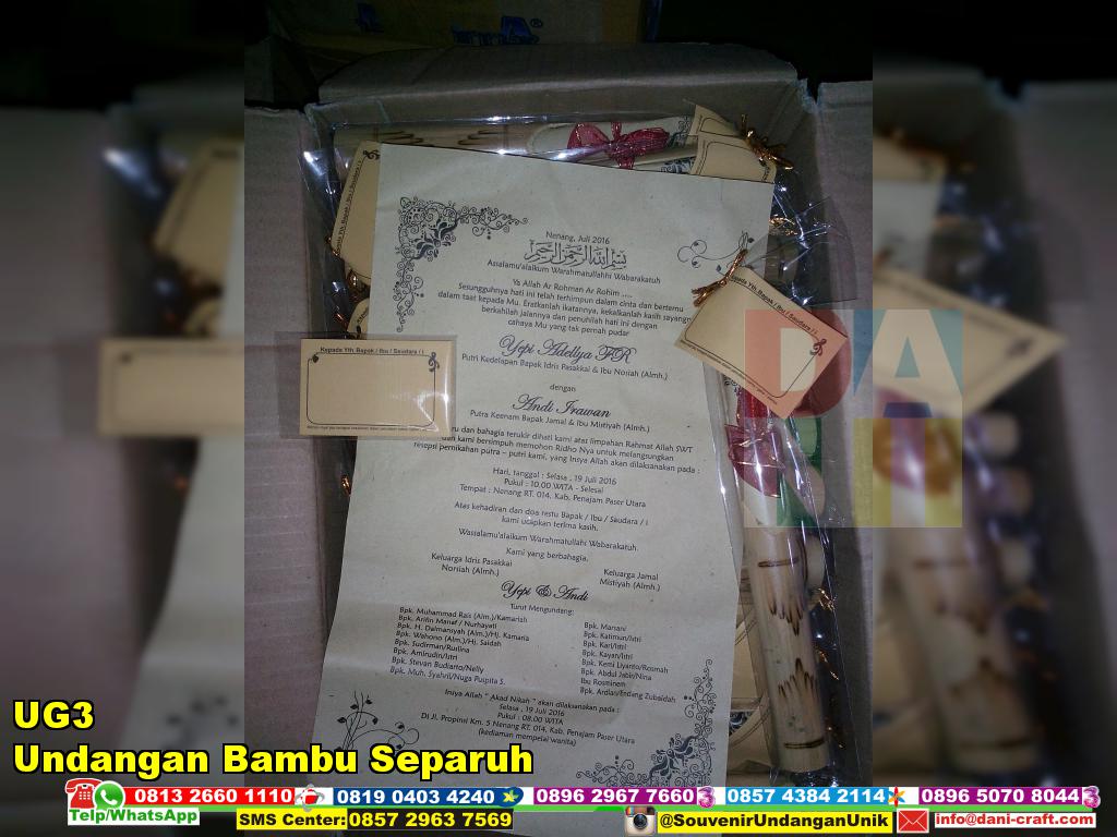 Undangan Bambu Separo, Undangan Gulung Bambu Separuh | Souvenir Pernikahan