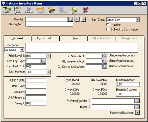 Peach Tree: How to maintain inventory items in Peachtree Software: