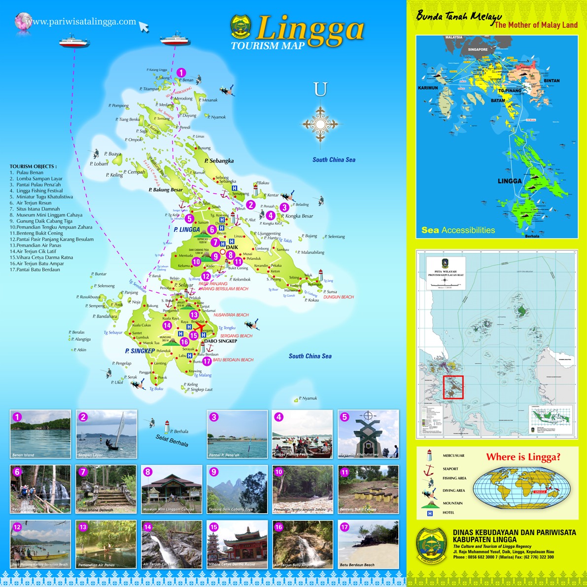 > Peta Lengkap Indonesia: Peta Objek Wisata Lingga, Kepulauan Riau
