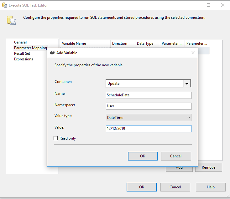 Developer Points: SSIS - How To Pass input parameter in Execute SQL Task