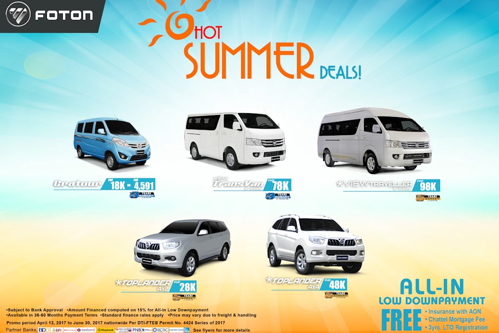 It's Easier to Own a New Foton Vehicle with Hot Summer Deals Promo ...