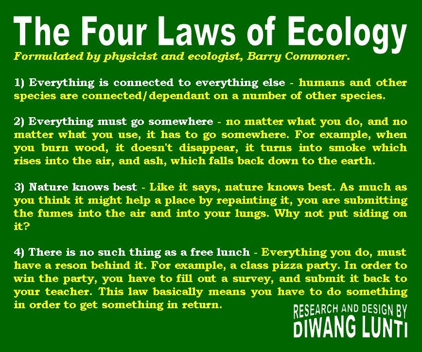 Diwang Lunti: Barry Commoner's THE FOUR LAWS OF ECOLOGY