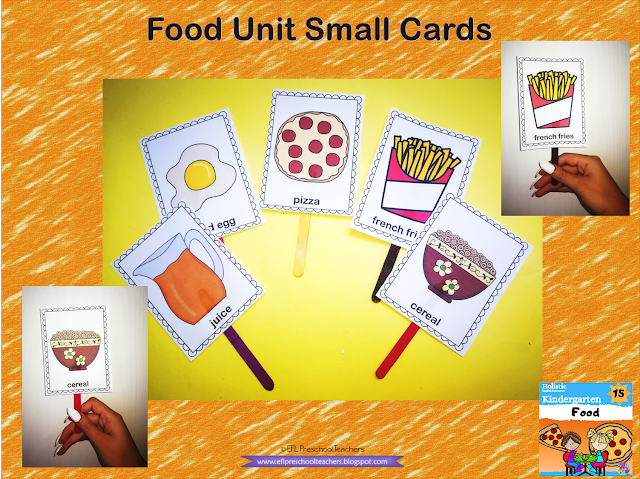 ESL/EFL Preschool Teachers: Food Unit Small Cards Activities for ...