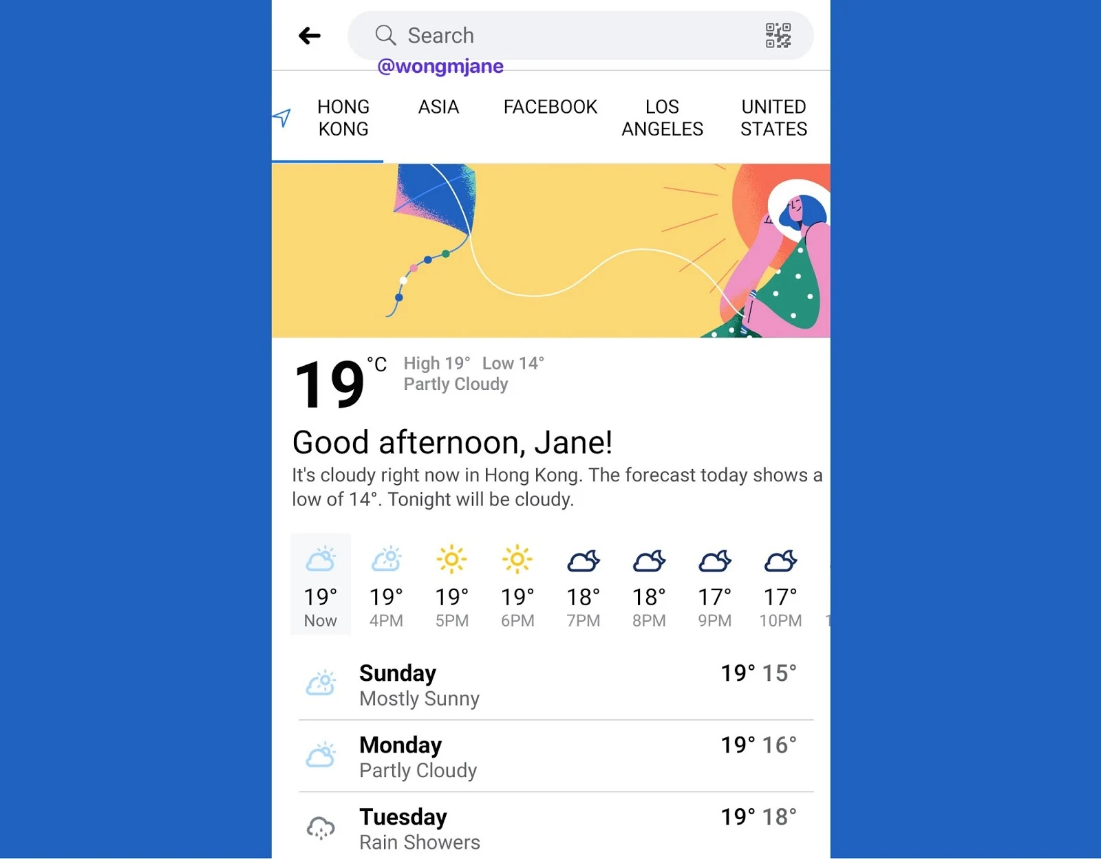 Facebook tests Google-Like weather updates right in its Search Results