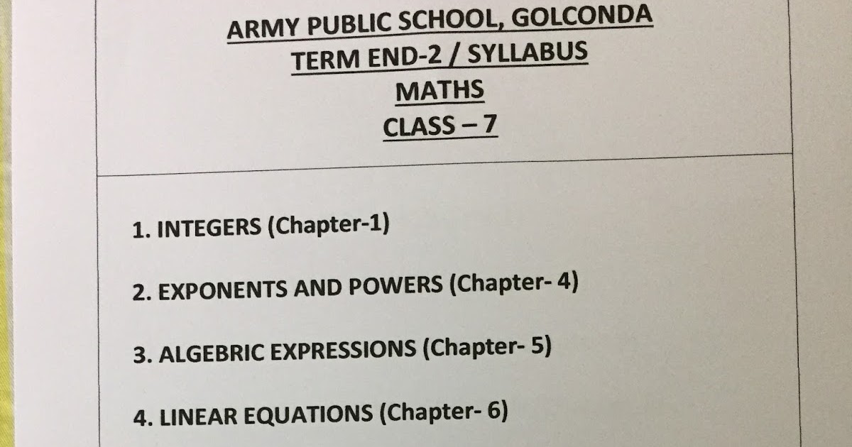 APS, Golconda | Priyanka Gupta: class 7 / MATHS / TERM END-2 ...