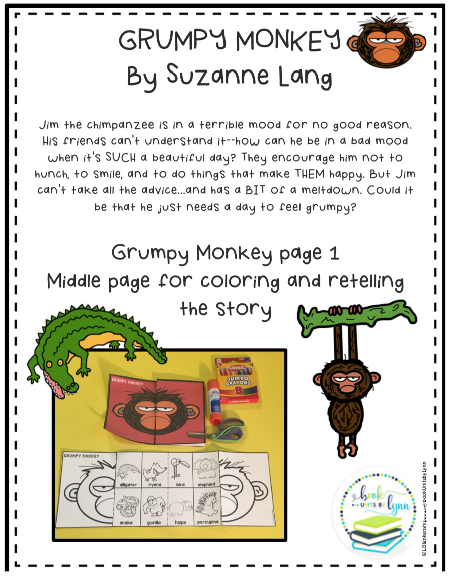 GRUMPY MONKEY BOOK CRAFT ~ Book Units by Lynn