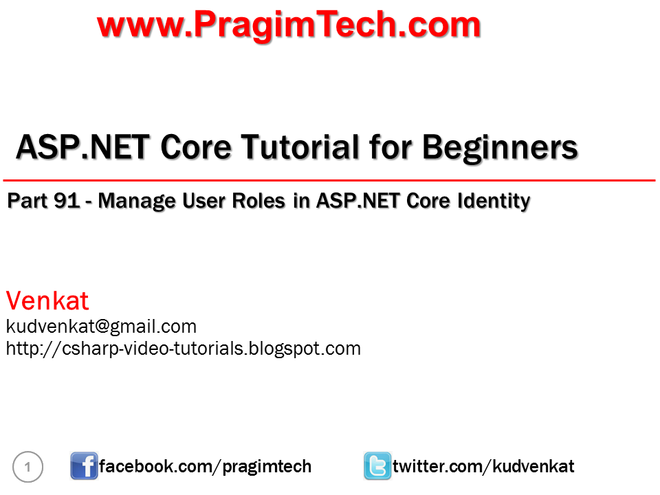 Sql server, .net and c# video tutorial: Manage user roles in asp.net core identity - Slides