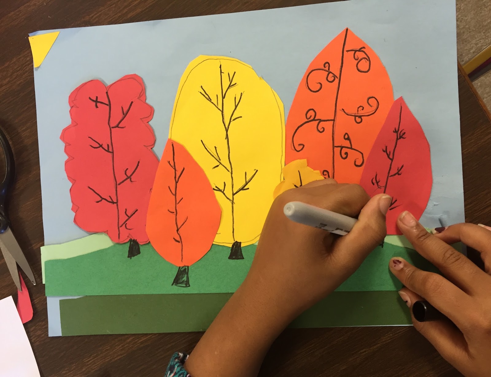 Elements of the Art Room: 3rd Grade Fall Forrests