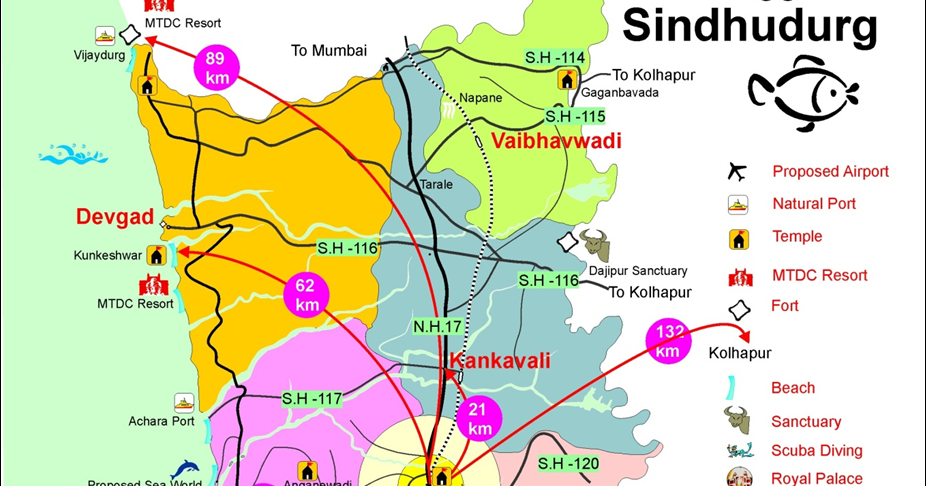 Ratnagiri TOURISM: Sindhudurg Tourist Map