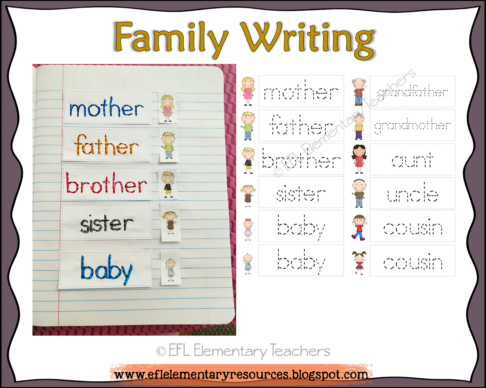 EFL Elementary Teachers: Family Flashcards and Worksheets for ESL students