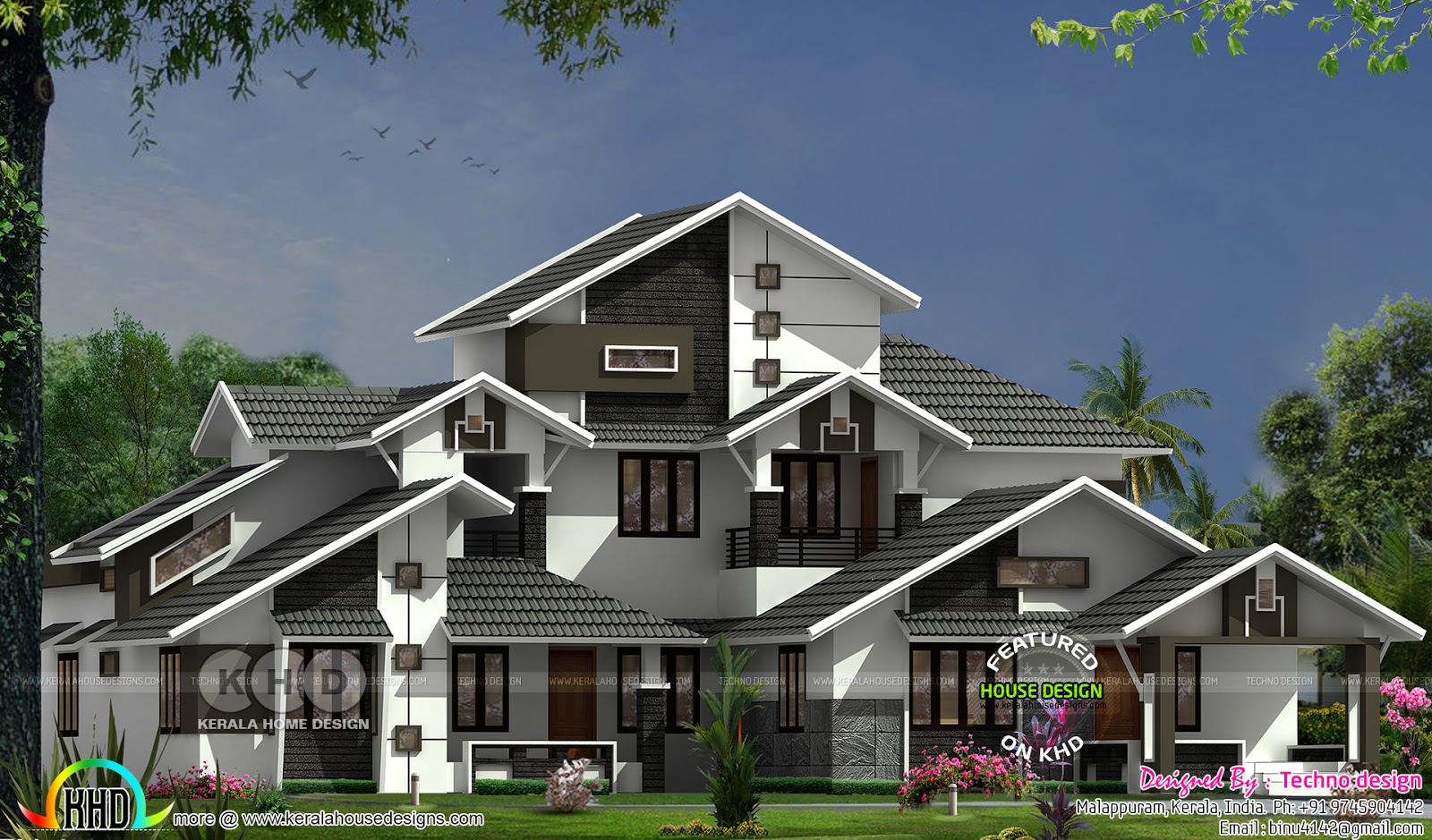 Sloping roof style wide home plan - Killing Real Estate