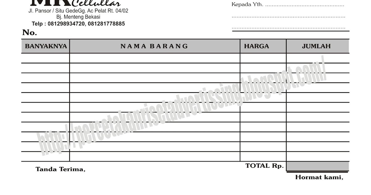 NOTA | PERCETAKAN MURAH DAN CEPAT DI BEKASI I 0895-4061-75151