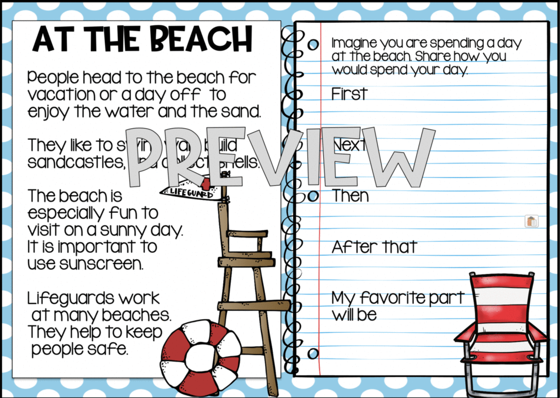 1st Grade Hip Hip Hooray!: Beach Day Themed Resources!!