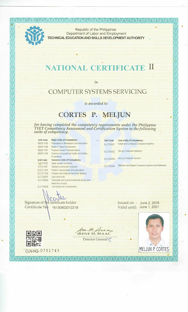 MELJUN_CORTES: 2016 TESDA NC II - CSS (Computer Systems Servicing)