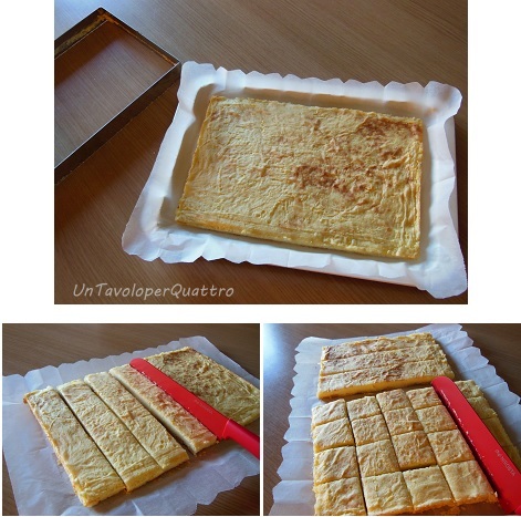 Quadrotti di pasta sfoglia e patate