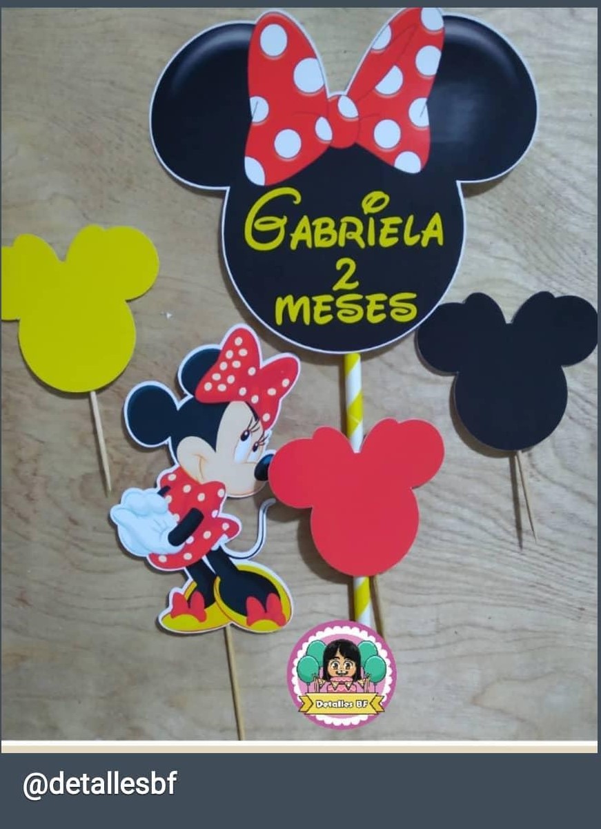 Topper Minnie Mouse Gabriela 2 Meses - Mis Toppers Tus Toppers