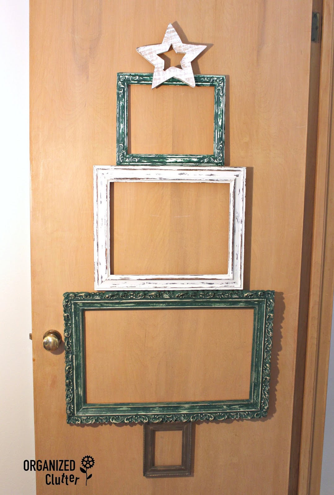 Repurposed Thrift Shop Picture Frame Christmas Tree - Organized Clutter