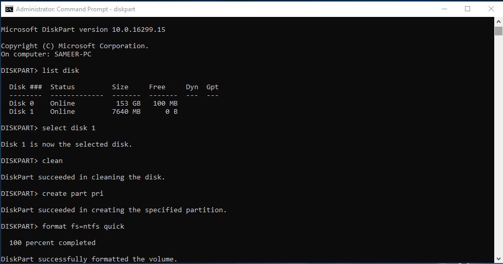 How to format corrupted SD card with command prompt