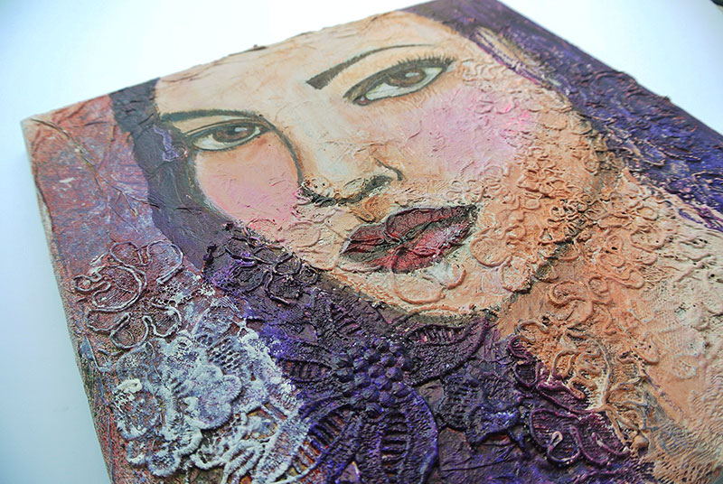 Do More With Less: A mixed media girl on canvas