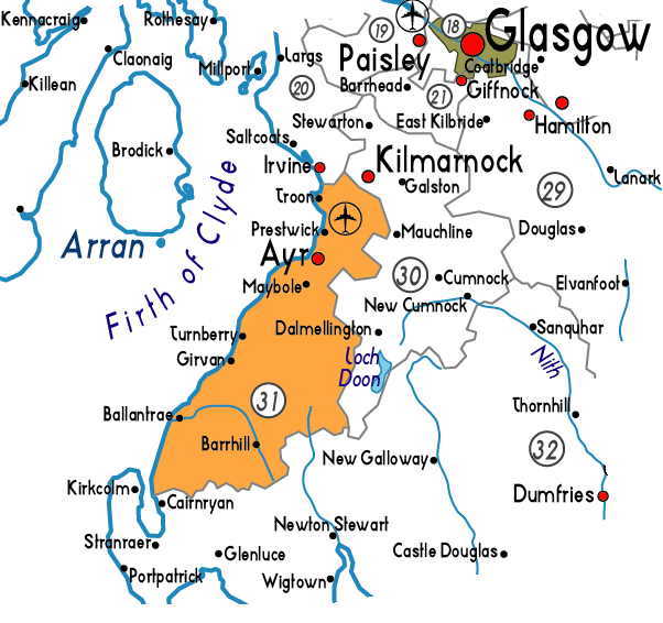 Map of Scotland Country and City
