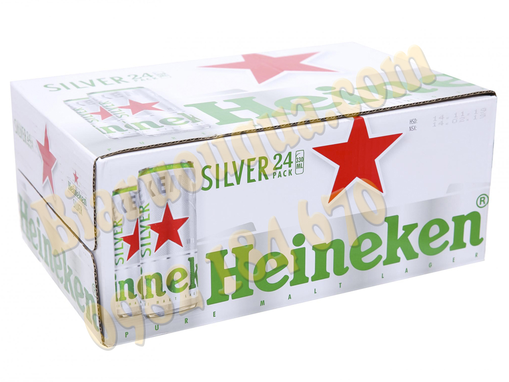 Bia Heineken Silver bạc 4% thùng 24 lon 330ml