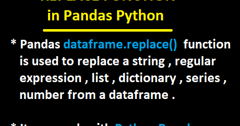data-w-dash: Replace Function in Pandas in Python - a short summary