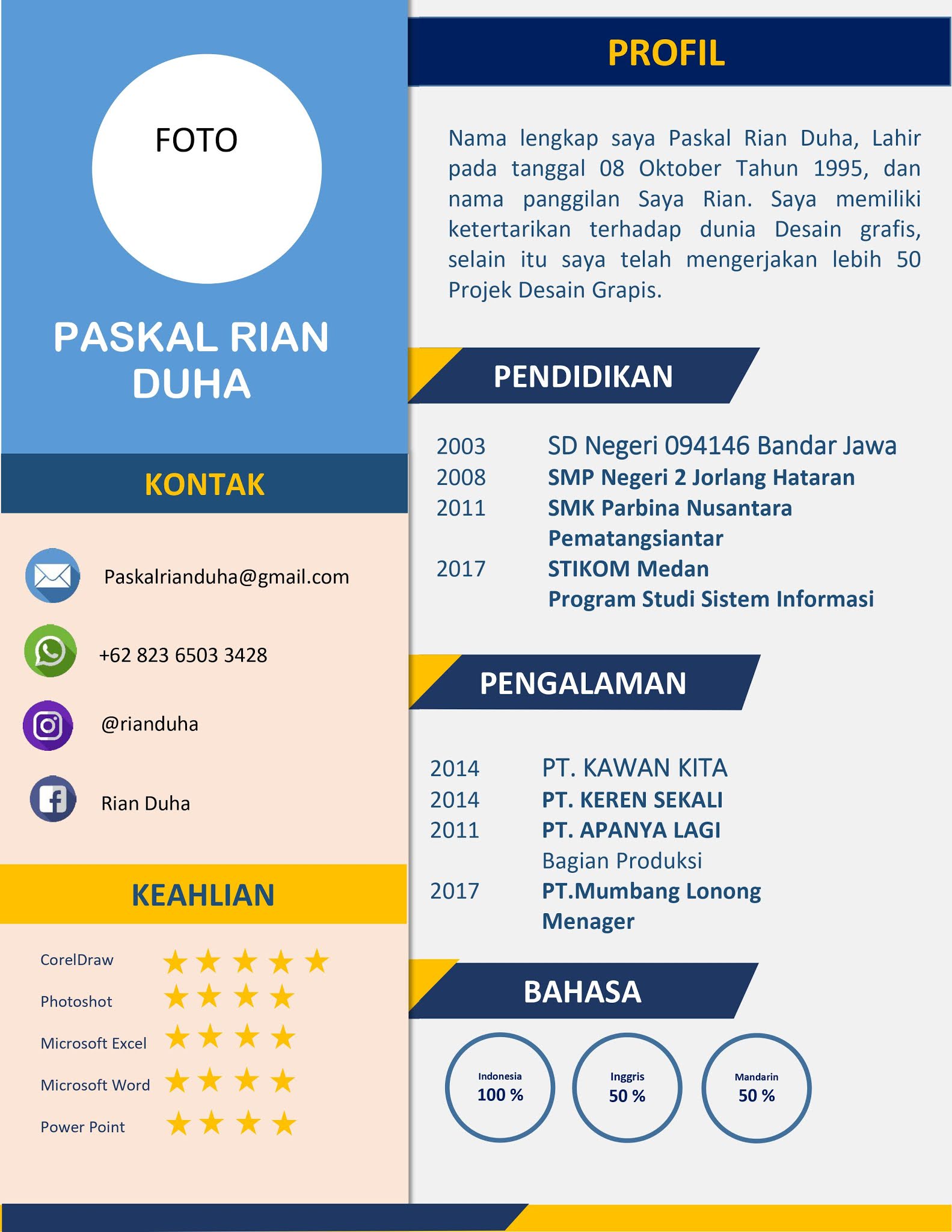 Contoh Daftar Riwayat Hidup Dan Daftar Template CV Kreatif
