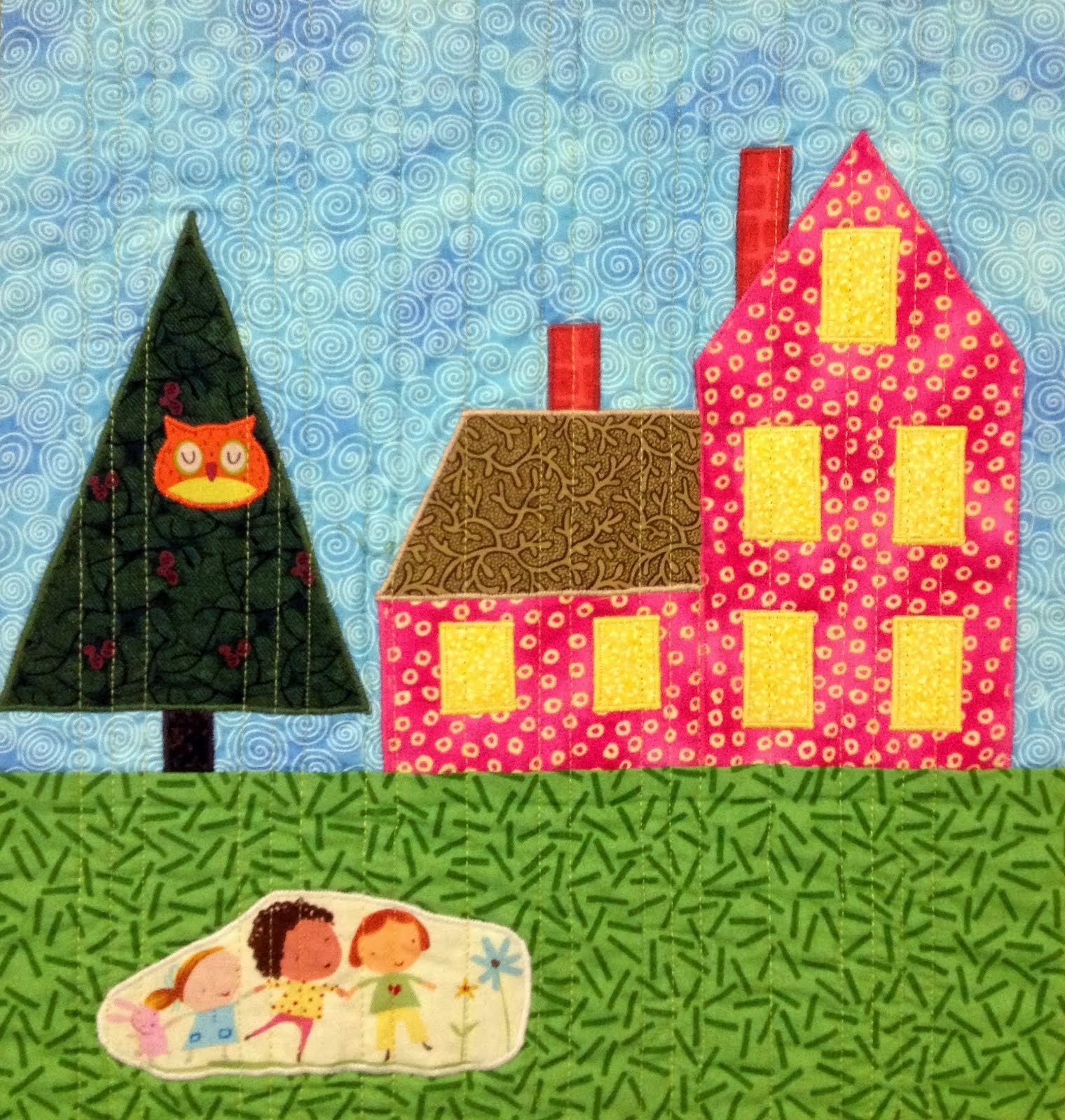 Starwood Quilter: My House Quilt - Sleeping Owl Quilt Block