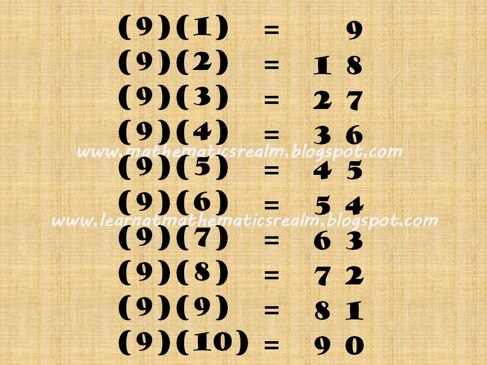 MULTIPLES OF 9 PATTERN ~ Mathematics Realm