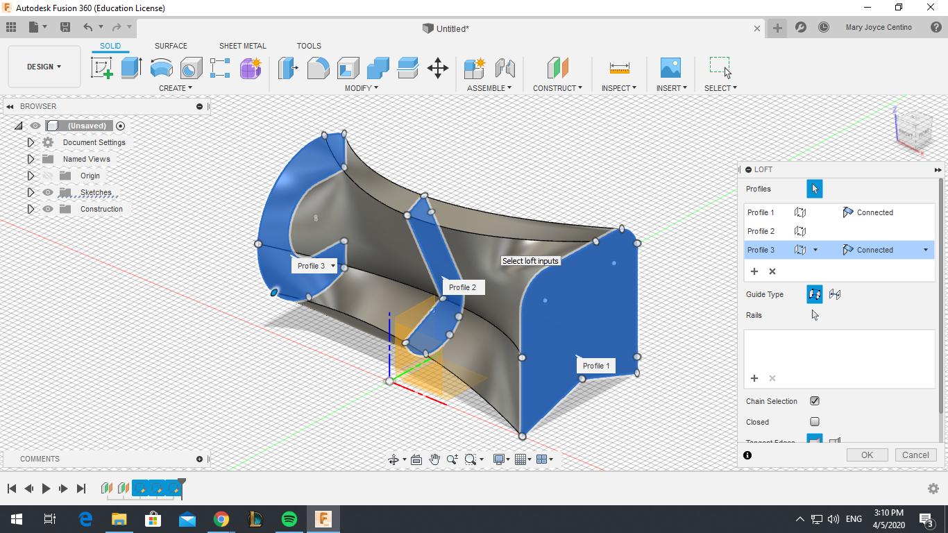 BENV1010 MARY CENTINO: Week 7: Fusion 360 (Loft & Shell)