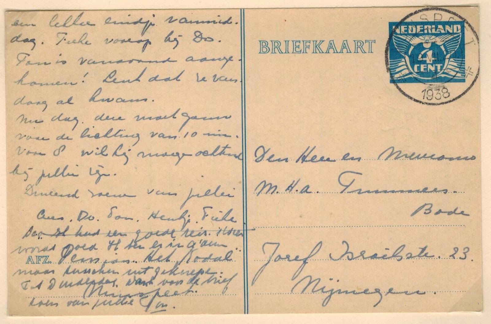 Netherlands Postal History: Domestic Post Card Rates : 1921 - 1946