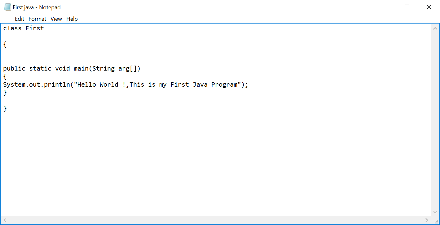 Write a Program of Hello World in Java