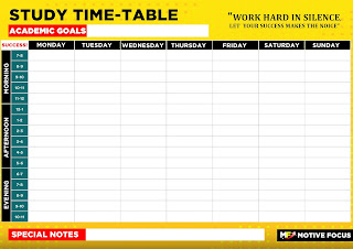 Best Study Time-Table Template Download For Students - Motive Focus