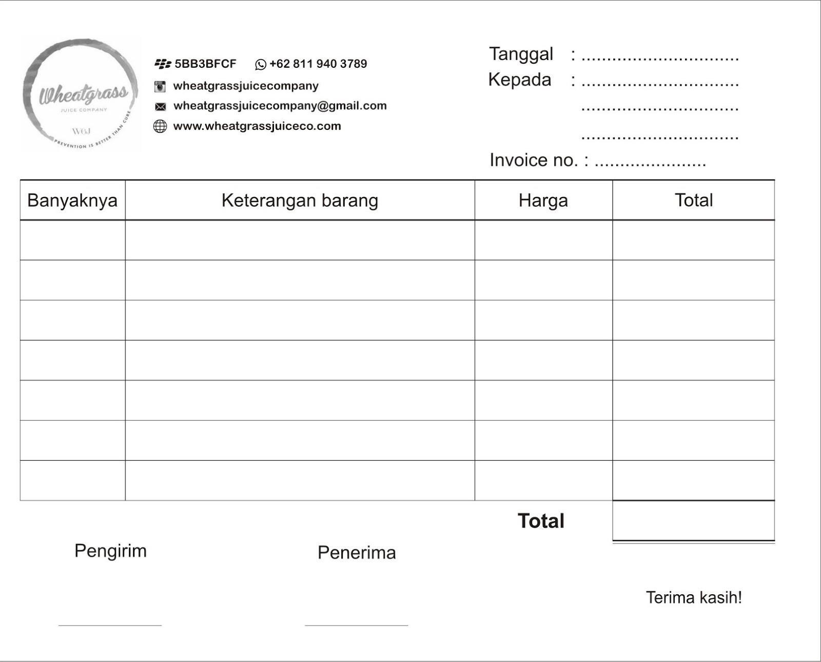 Contoh Nota Bon Kosong | Percetakan di Malang | Cetak murah dan ...